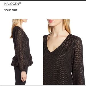 Halogen | Tops | Nwt Halogen Metallic Black Rose Gold Sheer Blouse ...